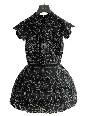 Dior Embroidered Tulle Crinoline Dress - Black