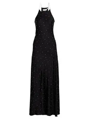 A.L.C. Sybil Studded Satin Maxi Dress - Black