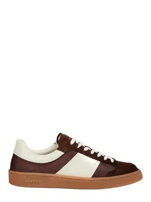 Sandro Two-tone Mesh, Leather, And Suede Sneakers - Chocolate