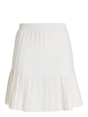 Sandro Stretch-knit Pleated Mini Skirt - Ivory