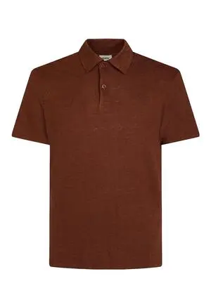 Sandro Linenjersey Polo Shirt Brown