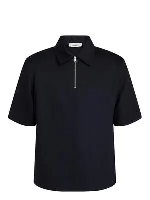 Sandro Lyocellblend Twill Polo Shirt - Midnight Blue