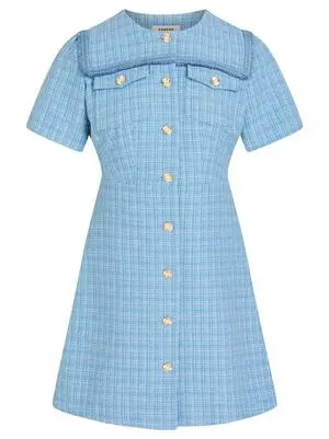 Sandro Cotton-blend Tweed Mini Dress - Light Blue