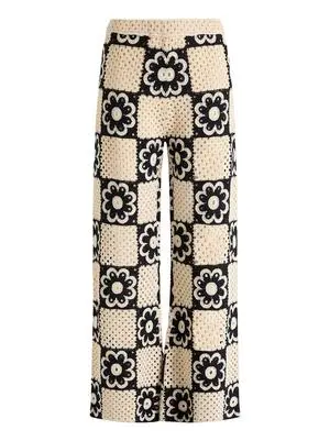 Sandro Crocheted Flared Pants - Beige