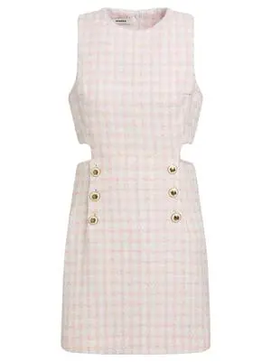 Sandro Cutout Checked Tweed Mini Dress - Baby Pink