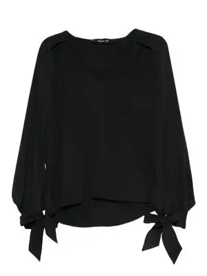 Federica Tosi Tie-cuff V-neck Top - Black
