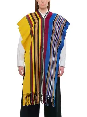 Colville Striped V-neck Cape - Blue