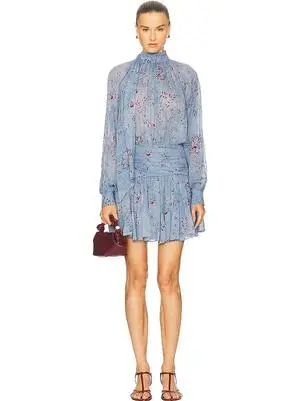 NICHOLAS Cecile Floral Dress - Blue Smoke Wisteria Floral