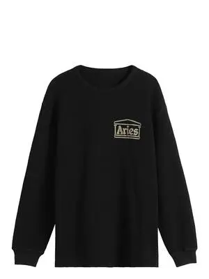 Aries Reversible Temple Waffle Long Sleeve T-shirt - Black