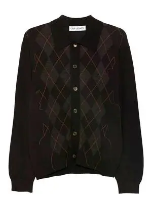 Our Legacy Argyle Knit Cardigan - Brown