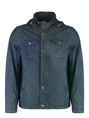 MOORER Hooded Denim Jacket - Blue