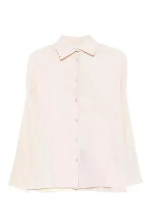 FORTE_FORTE Pleated Shirt With Scalloped Collar - Neutrals