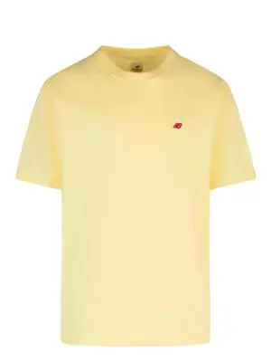 NEW BALANCE Crew-neck Logo-patch T-shirt - Yellow