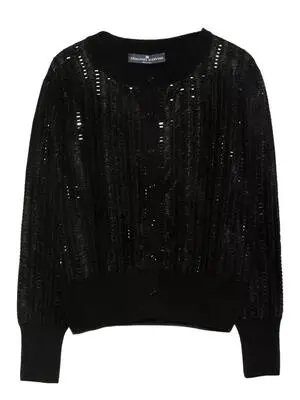 Ermanno Scervino Sequin-embellished Ribbed Knit Cardigan - Black