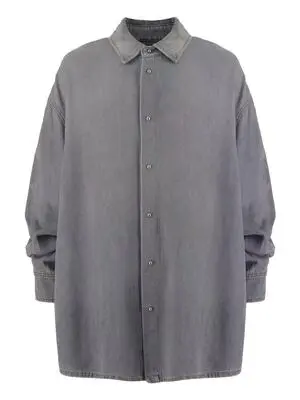 DARKPARK Gathered-sleeve Denim Shirt - Grey