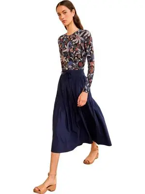 Ulla Johnson Blythe Drop Waist Midi Skirt - Midnight