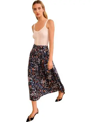 Ulla Johnson Floral Printed Blanche Midi Skirt - Moonlight Floral