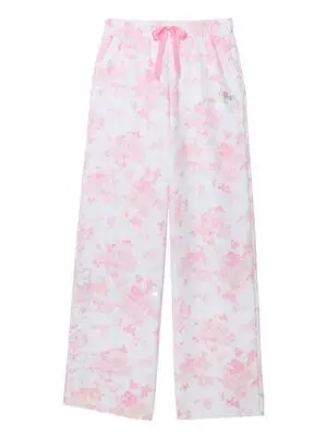 Pink X Loveshackfancy Wide-leg Sweatpants - Everblooming White