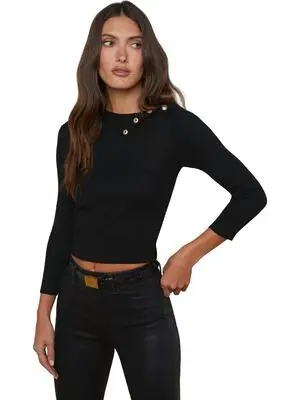 L'Agence Kamdyn Cropped Sweater Black/gold