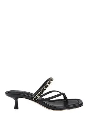 L'Agence Georgette Kitten-heel Sandal - Black Leather