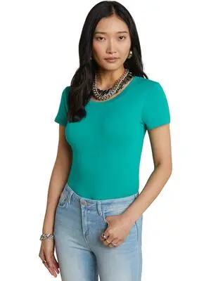 L'Agence Cory Cotton Scoopneck T-Shirt Bright Jade
