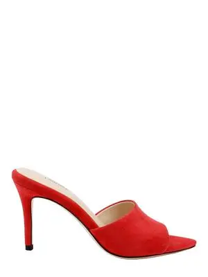 L'Agence Lolita Suede Open-toe Mule - Red Suede