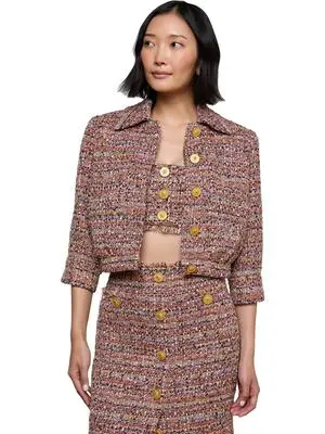 L'Agence Jia Tweed Jacket - Mauve/tan Multi Tweed