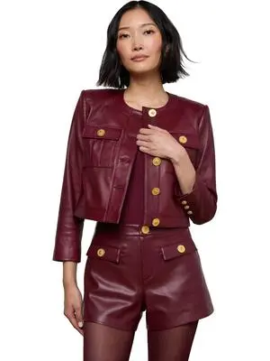 L'AGENCE Deidra Cropped Leather Jacket
