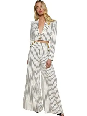 L'Agence Kingston Striped Wide-leg Pants - Vintage White/black Pinstripe