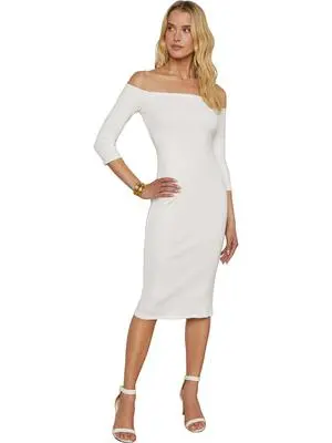 L'Agence Zolita Off-the-shoulder Ribbed Knit Dress - White