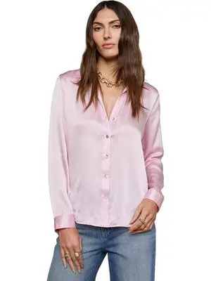 L'Agence Tyler Silk Blouse Top Blush