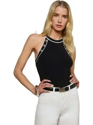 L'Agence Rosemary Button Tank Top - Black/white