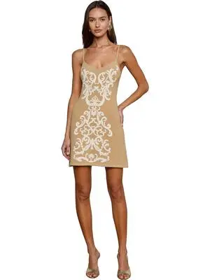 L'Agence Betania Jacquard Mini Dress - Cappuccino/bone