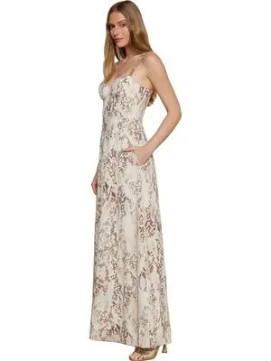 L'Agence Sutton Beaded Strap Maxi Dress - Light Sage Multi Desert Snake