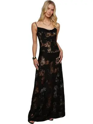 L'Agence Bettie Lace Maxi Dress - Black