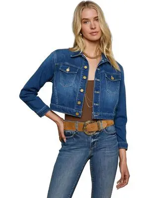 L'Agence Koda Cropped Denim Jacket - Kaplan