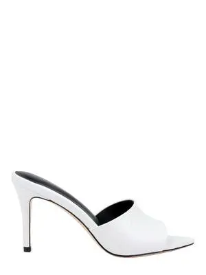 L'Agence Lolita Leather Open-toe Mule - Ivory Lizard Leather