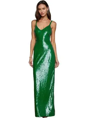 L'Agence Karma Sequin Maxi Dress - Green Sequin