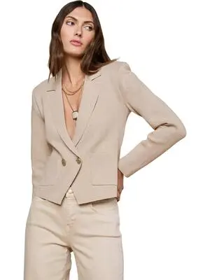 L'AGENCE Sofia Knit Double-Breasted Blazer