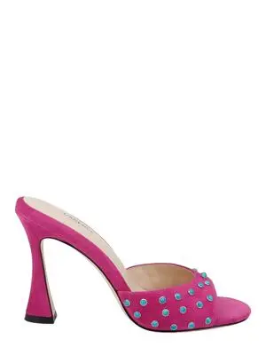 L'Agence Lucienne Embellished Suede Mule - Magenta Suede