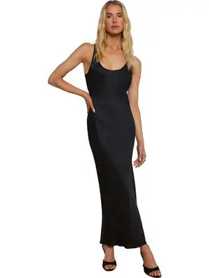 L'Agence Akiya Satin Maxi Dress - Black