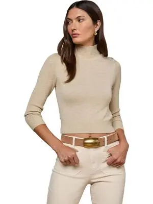 L'Agence Kamdyn Cropped Sweater Warm Sand/gold