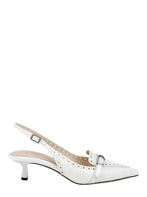 L'Agence Lourdes Leather Slingback Pumps - Pearl Leather
