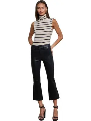L'Agence Kendra Coated Cropped Flare Jeans - Metro Coated