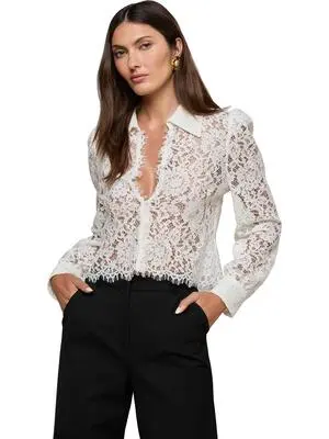 L'Agence Anita Lace Blouse Top - Ivory