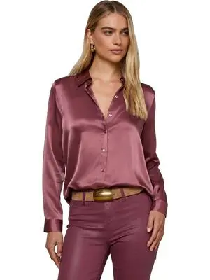 L'Agence Tyler Silk Blouse Top Dark Mauve