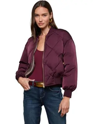 L'Agence Violeta Reversible Puffer - Wine/herringbone