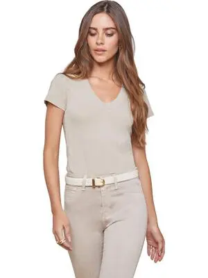 L'AGENCE Becca Cotton V-Neck T-Shirt