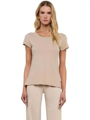 L'Agence Cory Cotton Scoopneck T-shirt - Biscuit