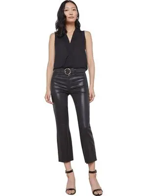 L'Agence Kendra Coated Cropped Flare Jean - Noir Coated